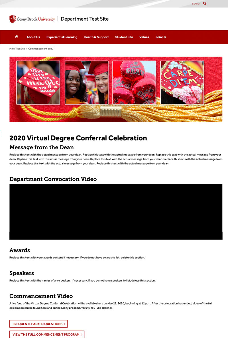 Commencement 2020 Template | Modern Campus CMS Support Site