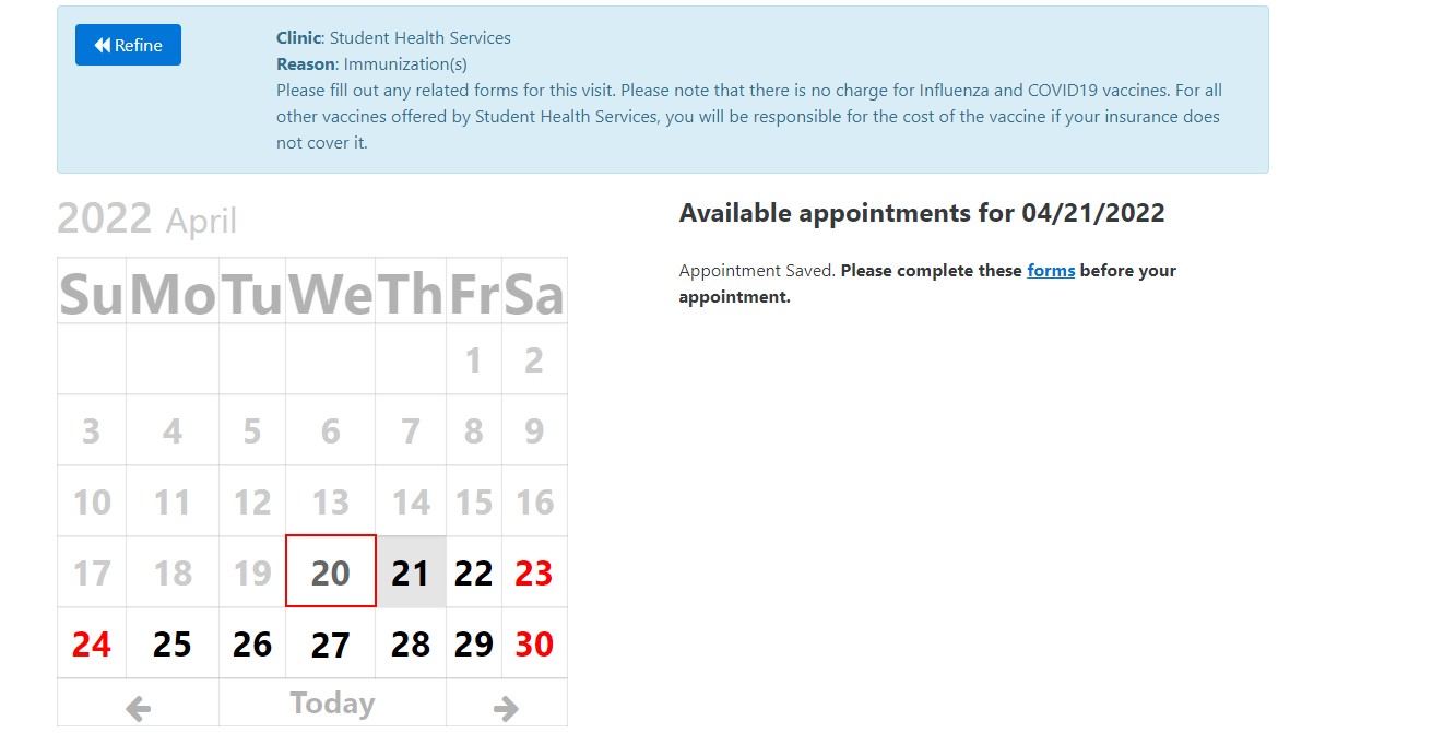 Appointments | Student Health Services